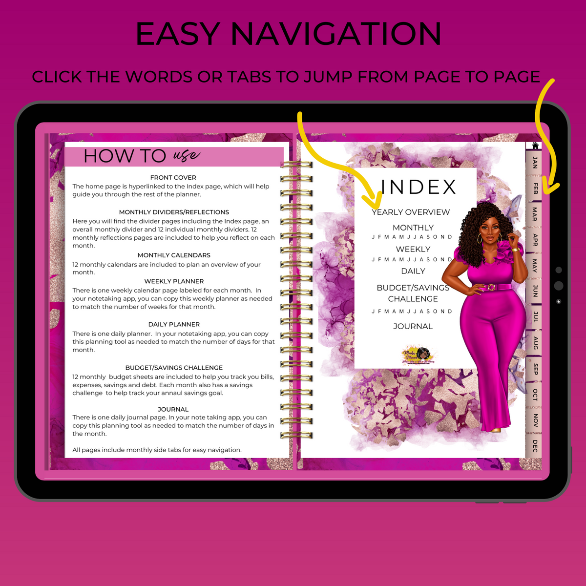 Pretty and Purposed Digital Planner I Undated Digital Planner I Goodno ...